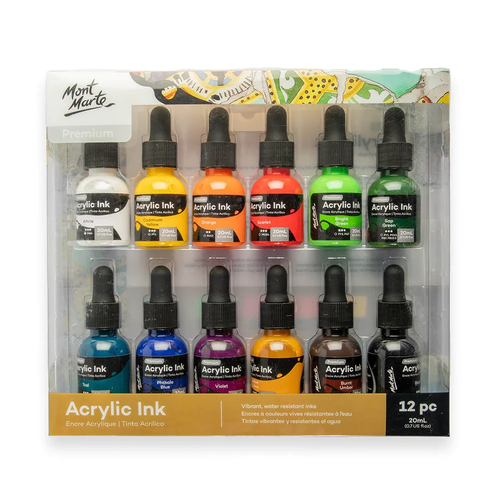 Mont Marte Acrylic Ink Premium Set of 12x20ml